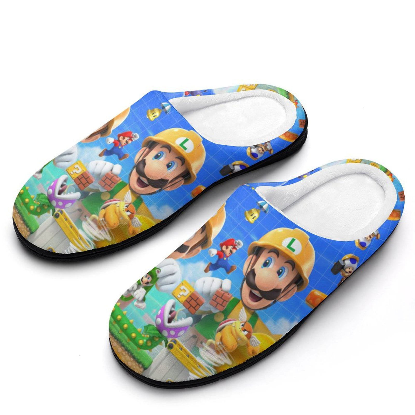 Mens Cozy Slippers Mario Warm Soft Plush Slipper Slip-on House Shoes ...