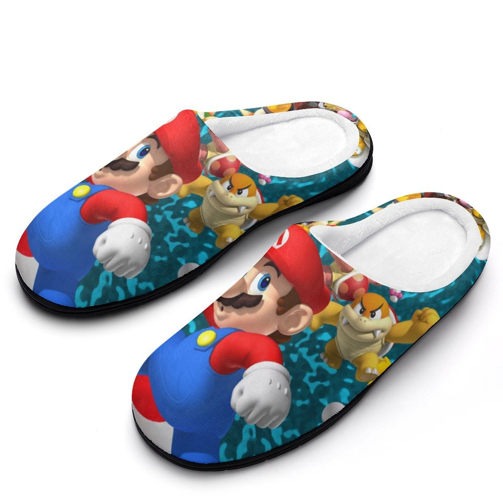 Mens Cozy Slippers Mario Warm Soft Plush Slipper Slip-on House Shoes ...