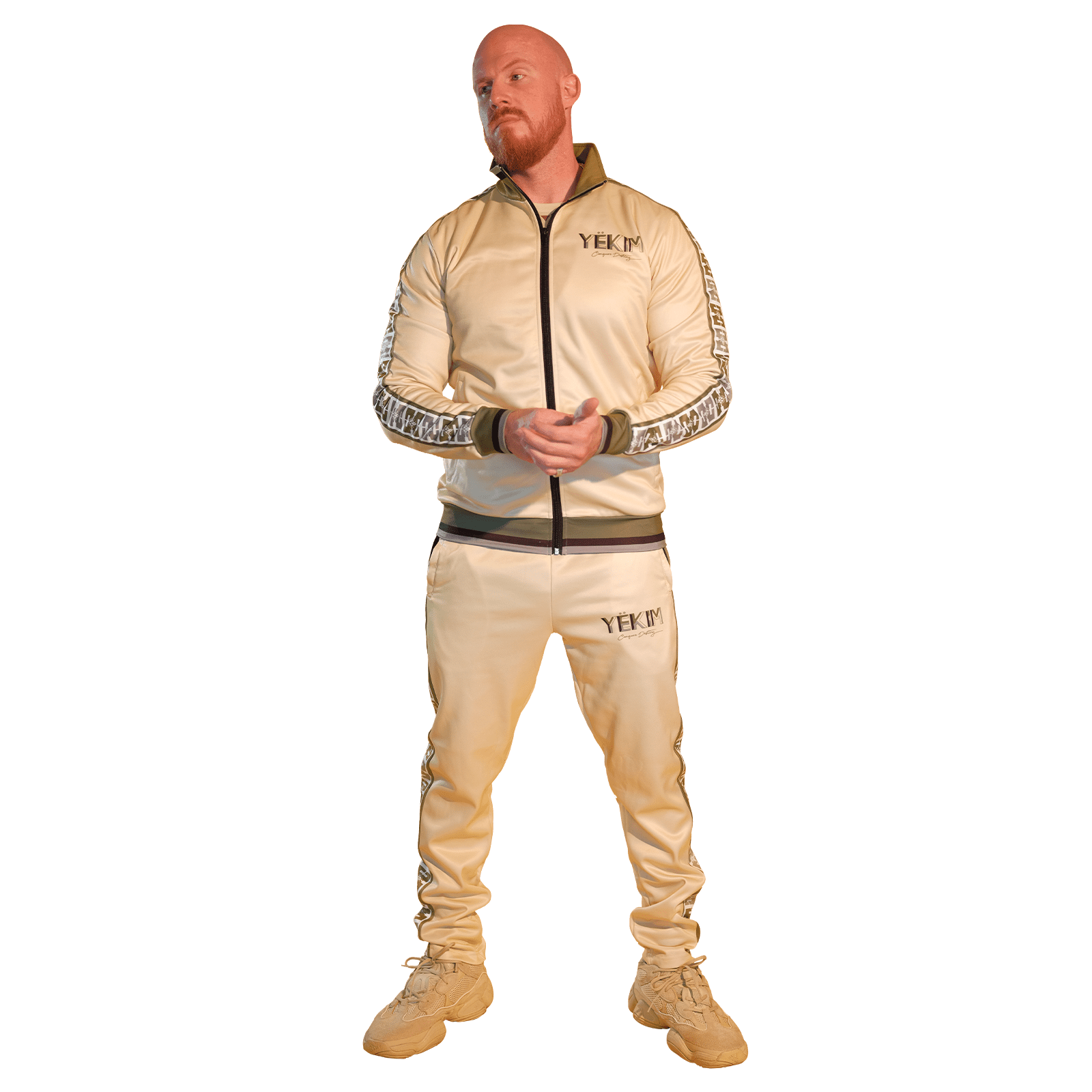 Mens Cream with Black Lined Tracksuit - Walmart.com