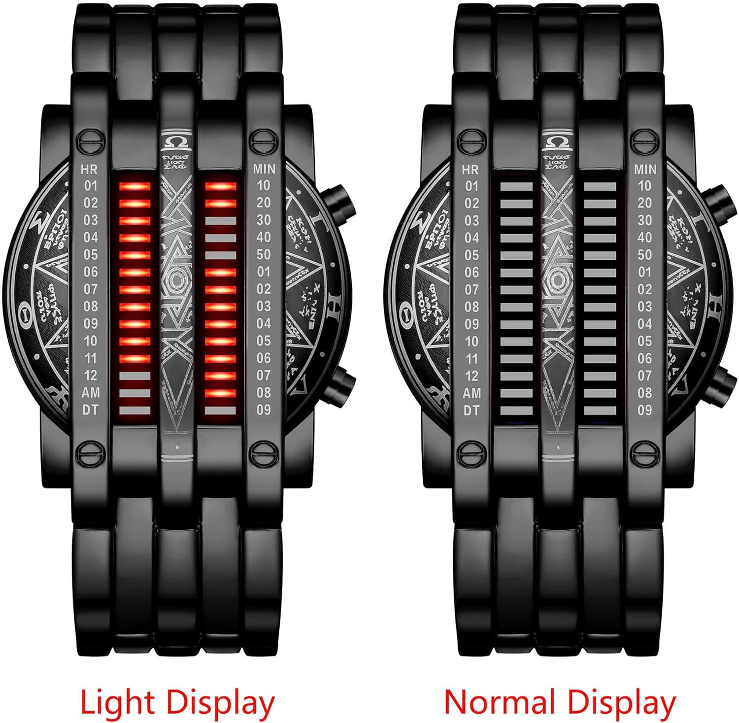 Mens Creative Binary Digital Watches Unique Matrix LED Watch Futuristic ...