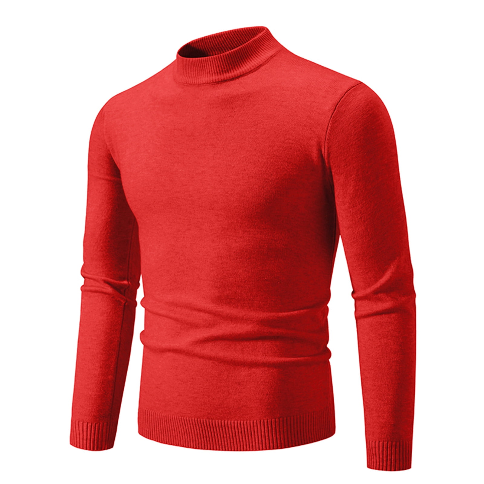 Mens Crew Neck Sweaters Long Sleeve Solid Color Loose Knitted Top for ...