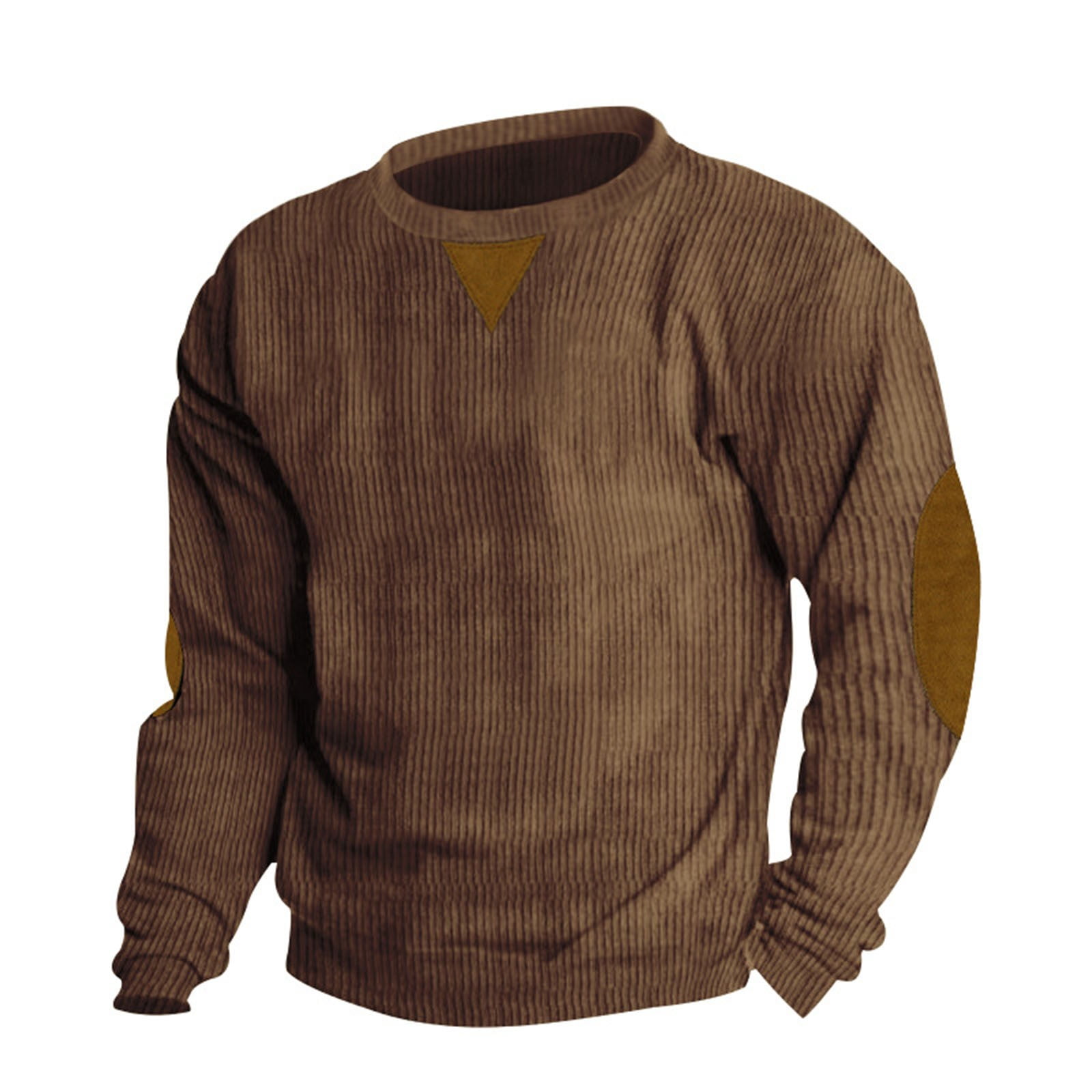 Mens Crewneck Sweatshirt Fall Spring Corduroy Long Sleeve Solid Color ...