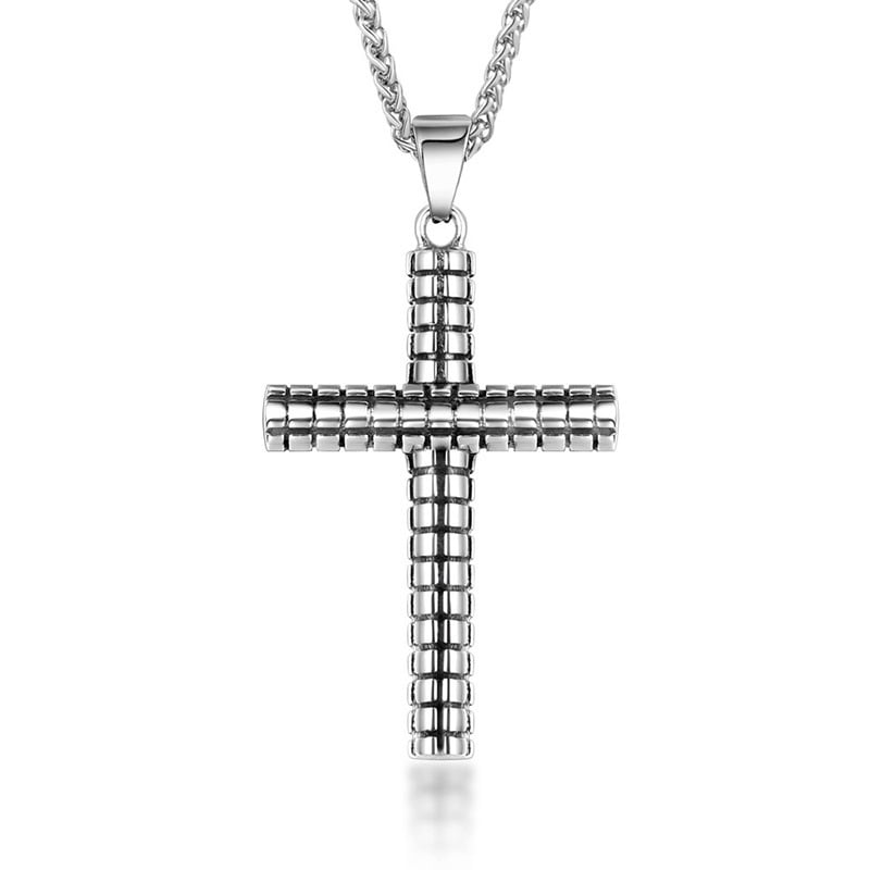 Mens Cross Pendant Necklace Silver Religious Christian Jewelry Chain ...
