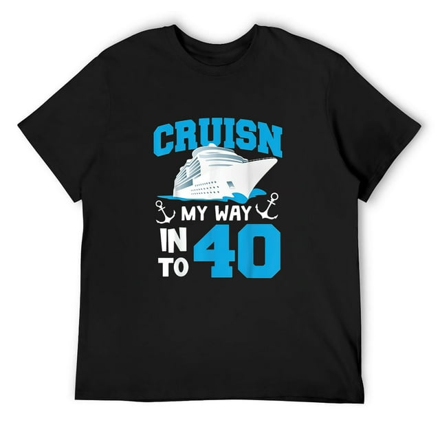 Mens Cruisin My Way Into 40 Year Old Bday 40th Birthday Crew T-Shirt ...