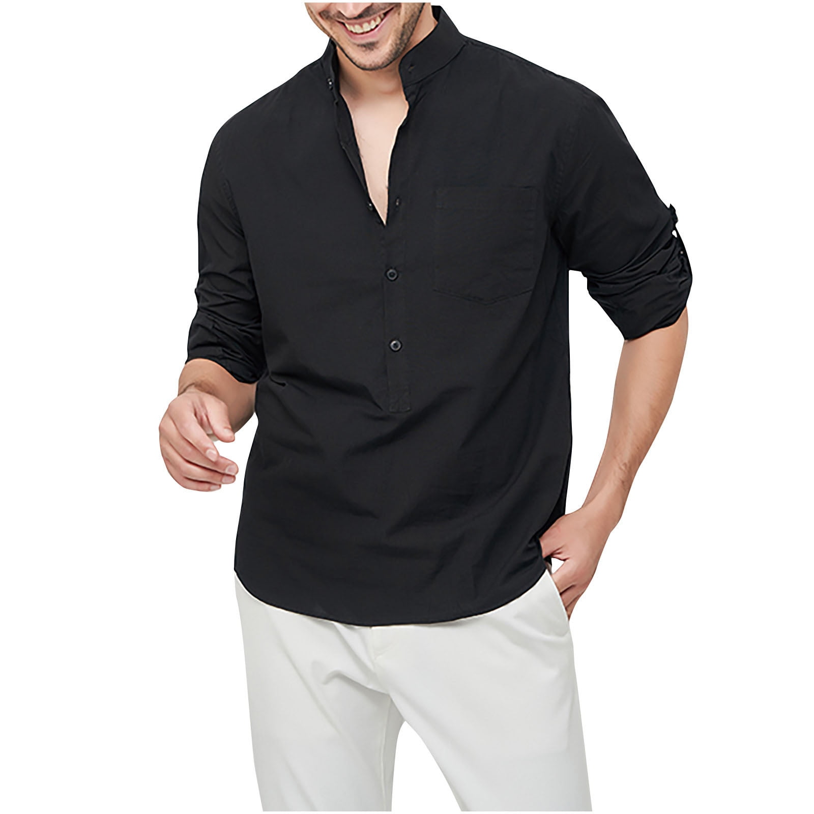 Mens Cuban Guayabera Shirt Mens Casual Long Sleeve Cotton Shirts ...