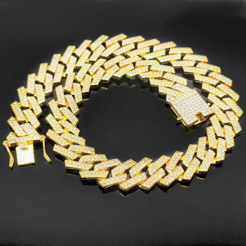 Mens Cuban Link Chain Silver/Gold 8''16''18''20''22''24''26"28"30 ...