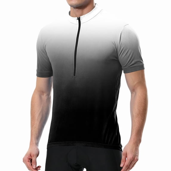 Mens Cycling Jersey Gradient Print Cycling Shirt, Breathable Mesh Short ...
