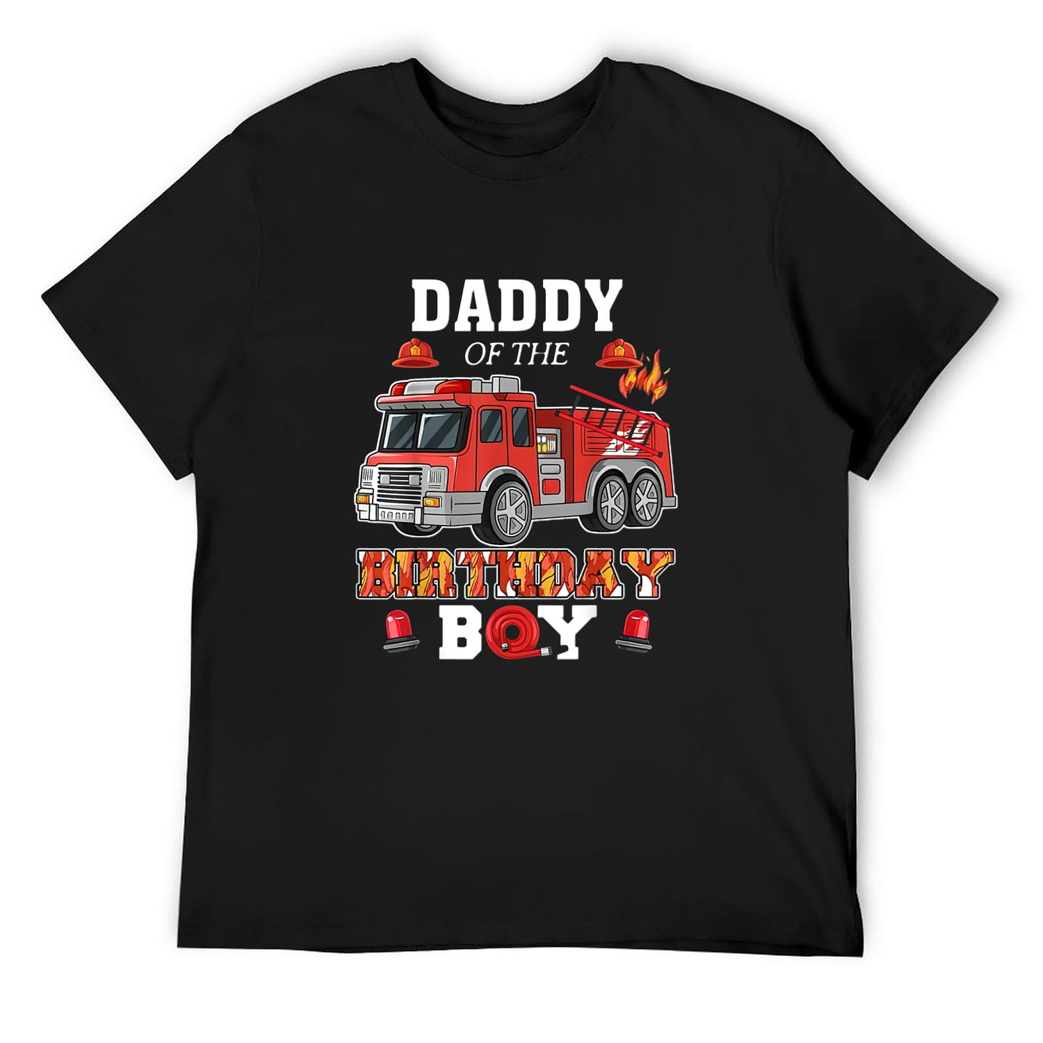 Mens Daddy Of The Birthday Boy Firetruck Firefighter Party T-Shirt ...