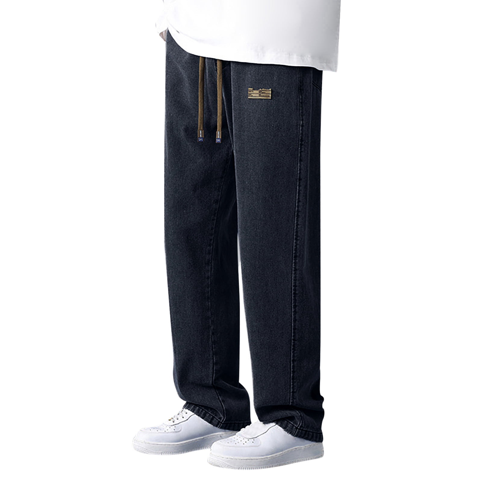 Mens Daily Pants Joggers Male Jeans Comfort Stretch Denim Straight Leg ...