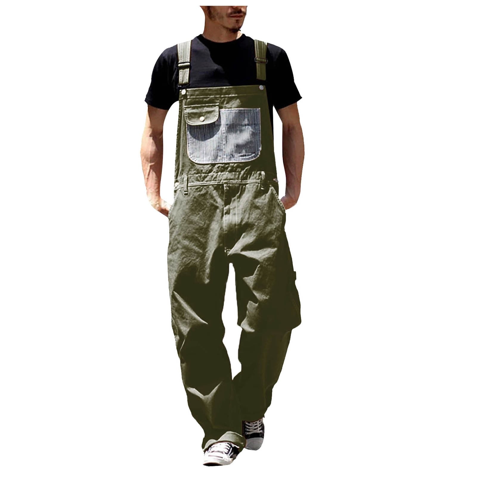 Mens Denim Bib Overalls Baggy Insulated Vintage Contrast Distressed ...