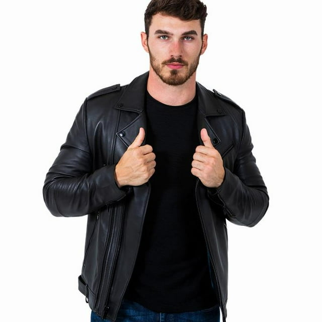 Mens Designer Rider Black Moto Biker Motorcycle Genuine Leather Jacket ...