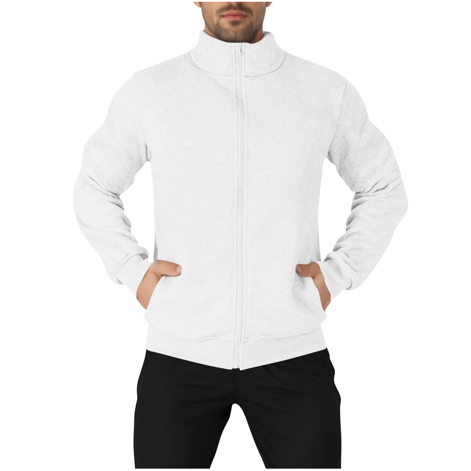Mens Dialysis Jacket with Arm Zipper Full Zip Warm Heavyweight Stand ...
