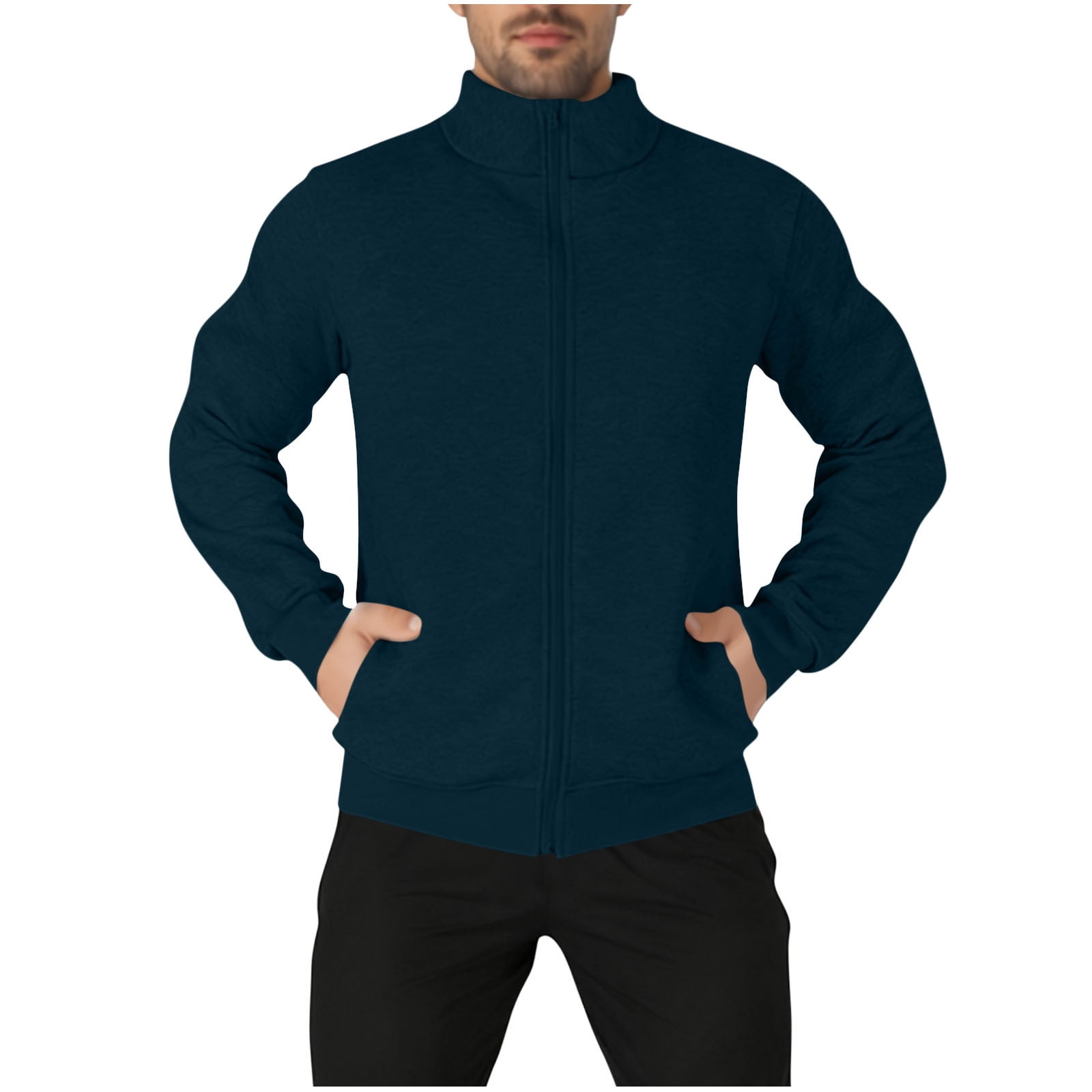 Mens Dialysis Jacket with Arm Zipper Full Zip Warm Heavyweight Stand ...