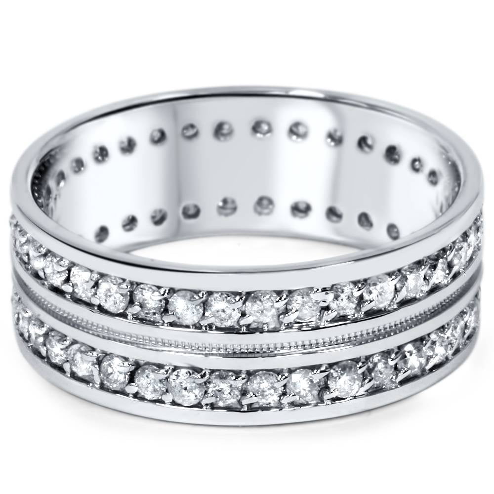 Mens Diamond Band, Mens Full Eternity Diamond Engagement Ring, Pave Set ...