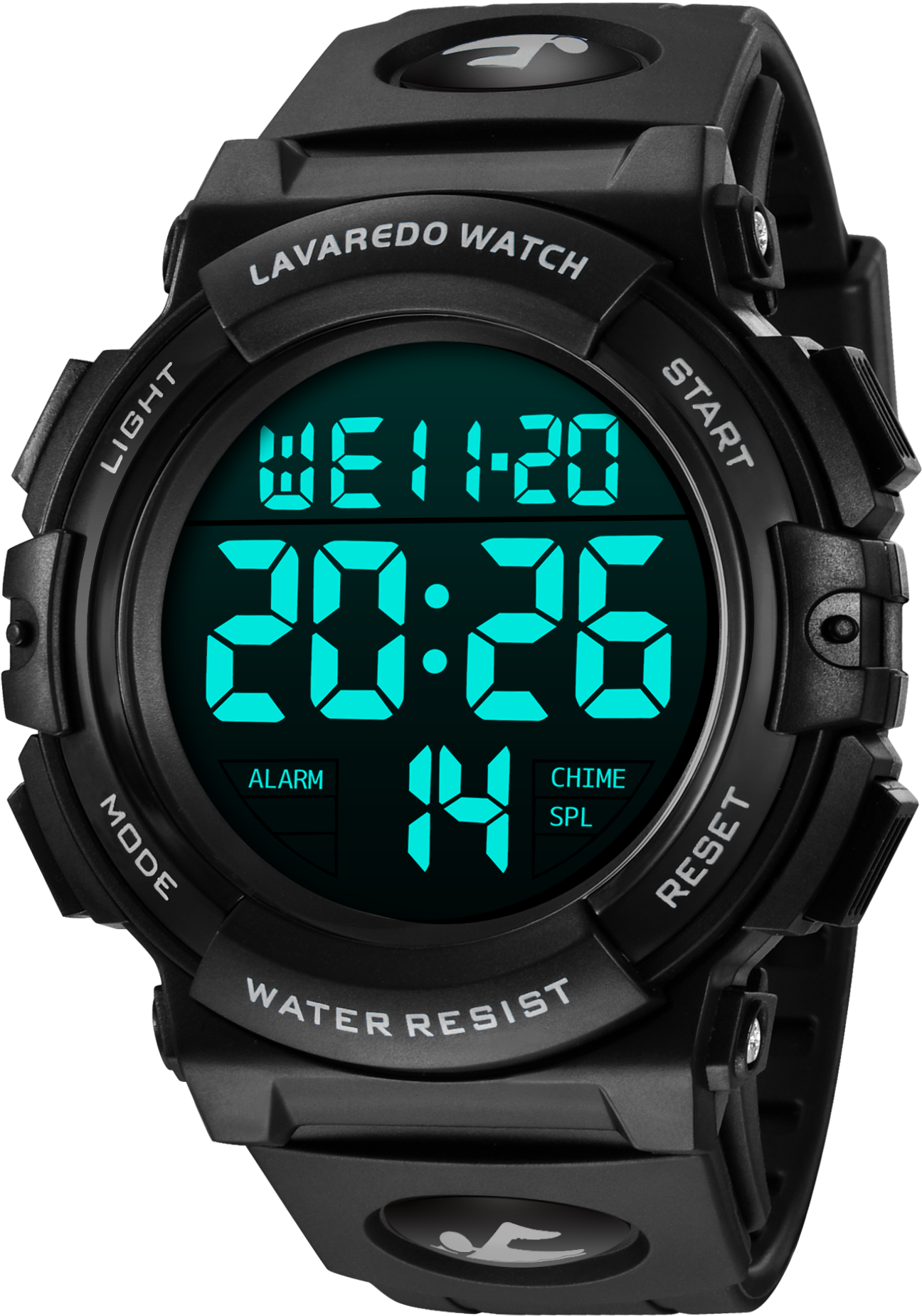 Men's Digital Sport Watch, Black, Resin Strap - Walmart.com