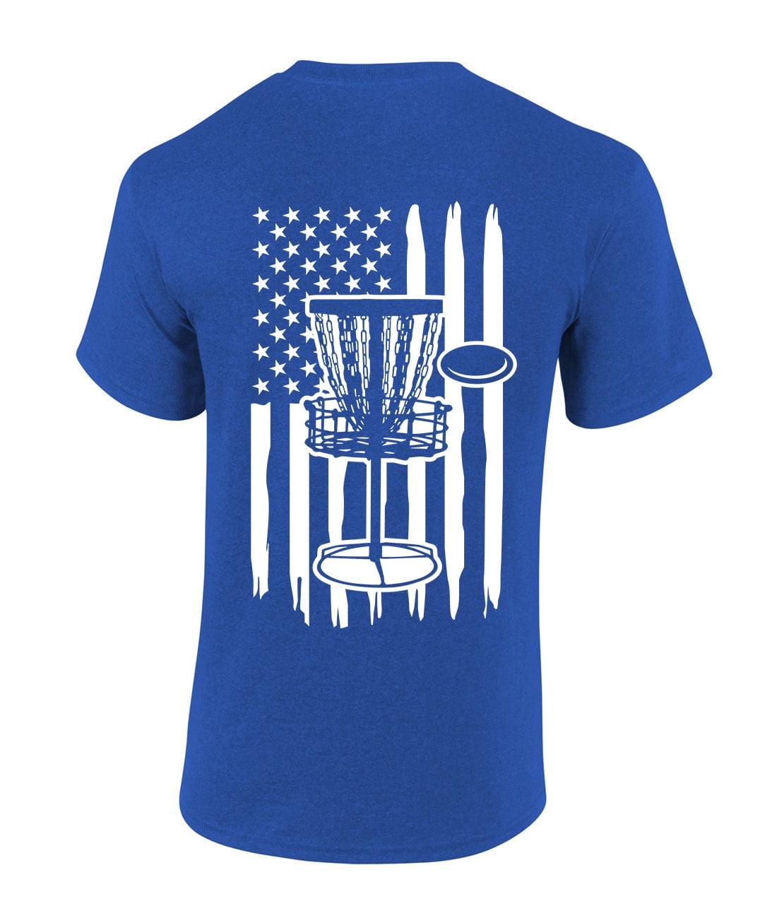 Mens Disc Golf Tshirt Disc Golf Vertical American Flag Back Design ...