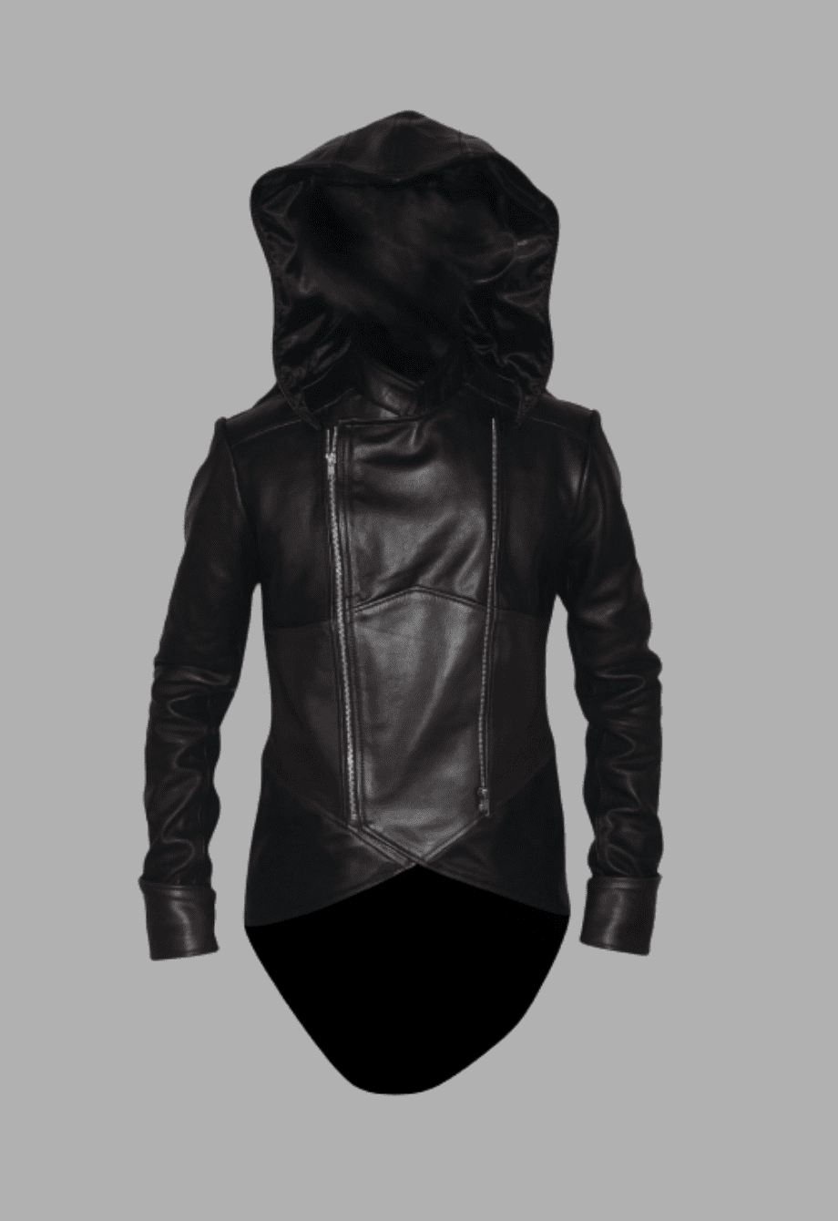 Mens Dorian Quilted Creed Removable Hoodie Black And Brown Leather ...