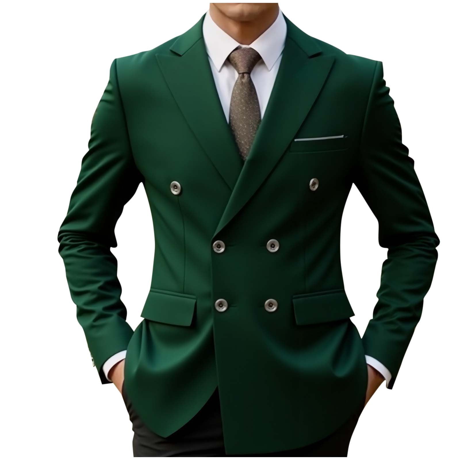 Mens Double Breasted Suit Jacket Slim Fit Double Breasted Wedding Suit ...