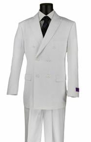 Mens Double Breasted White Day Suit Flat Front Vinci F-DC900-1 ...