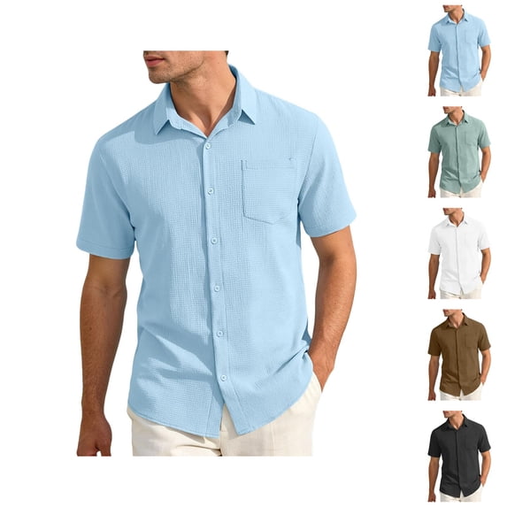 Mens Dress Shirts 2026 Summer Jacquard Knitting Relaxed Fit Short ...