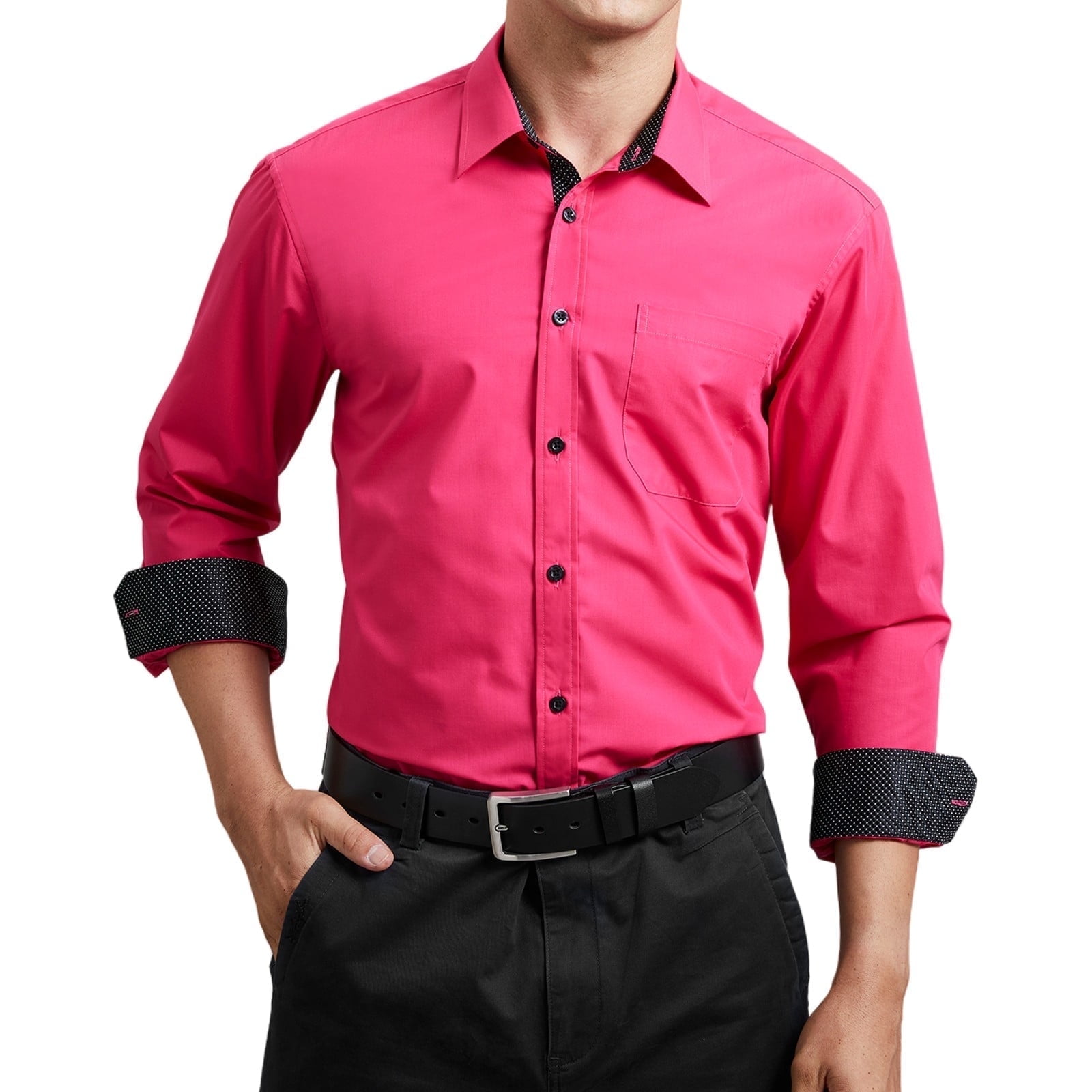 Mens Dress Shirt Button-Up Long Sleeve Regular Fit Shirt with Paisley ...