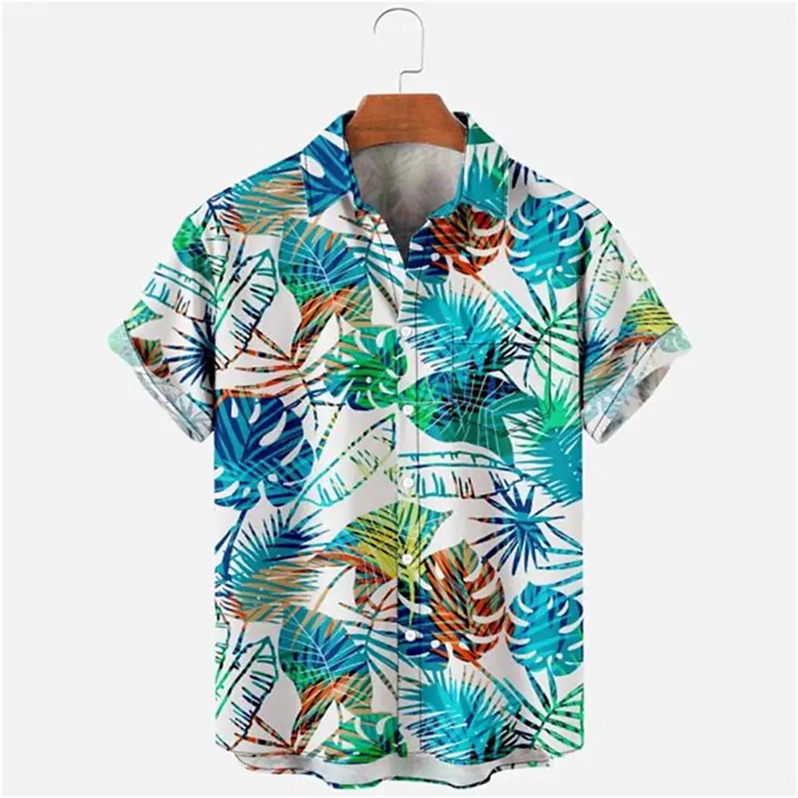 Mens Dress Shirts Casual Men's Loose Lapel Print Short Sleeve Cuffs ...