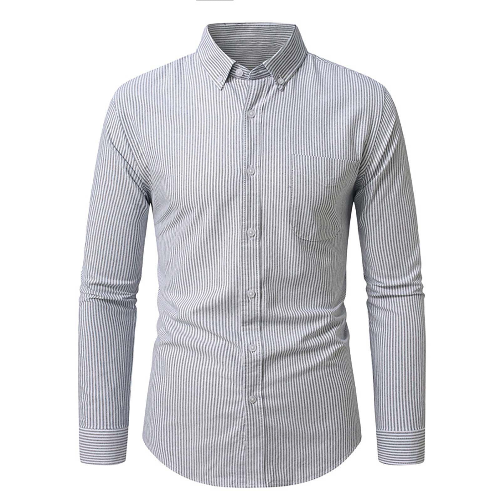 Mens Dress Shirts Slim Fit Long Sleeve Business Formal Shirt with ...