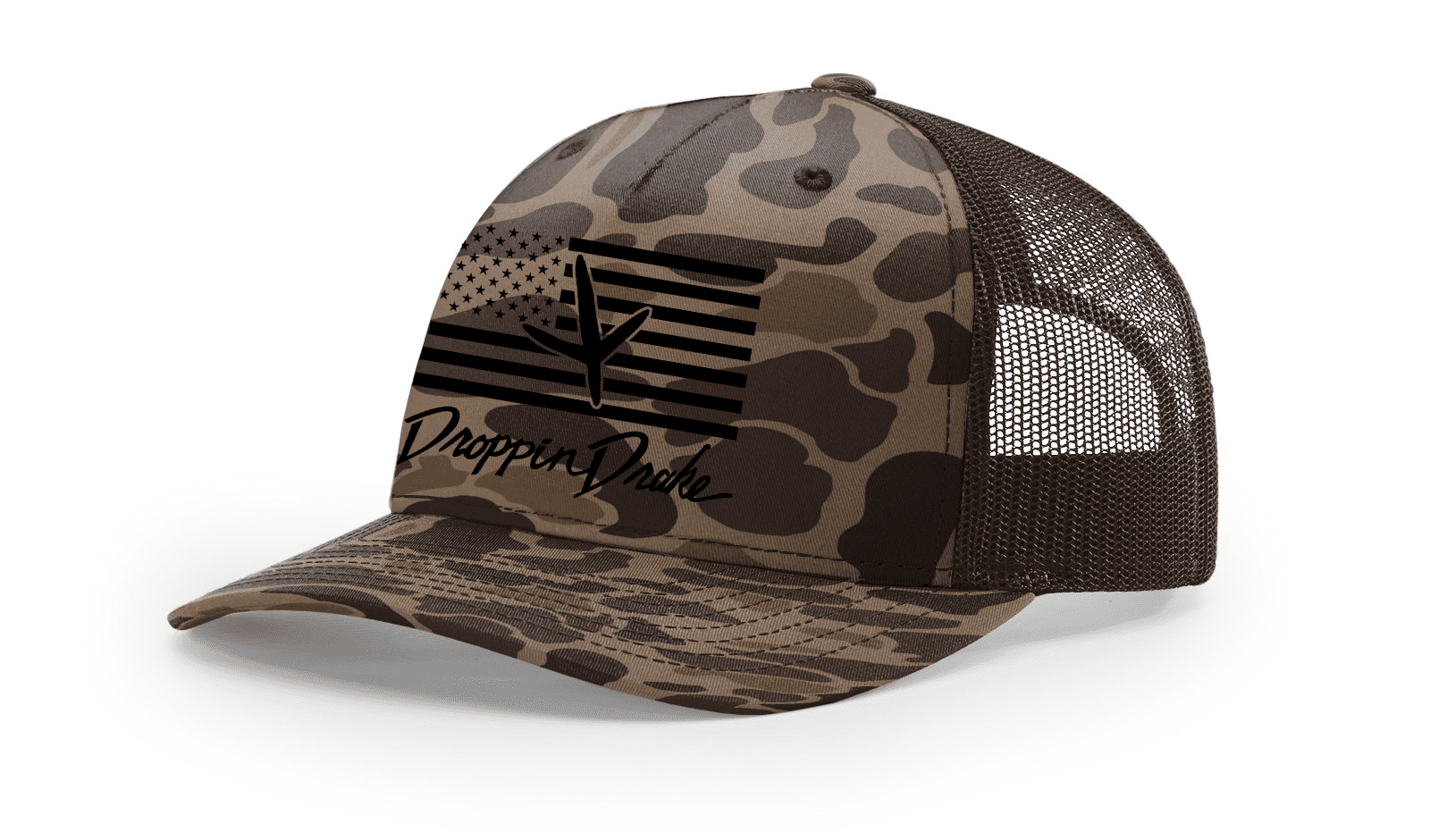 Mens Droppin Drake Turkey Footprint on American Flag Southern Hunting ...