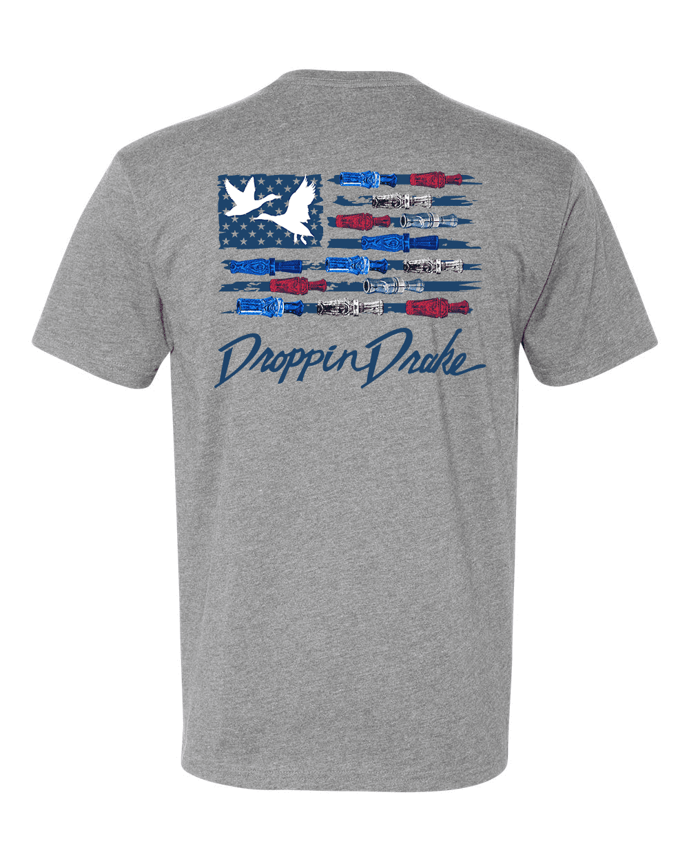 Mens Droppin Drake USA Duck Call Flag Blue Letters Cotton Polyester ...