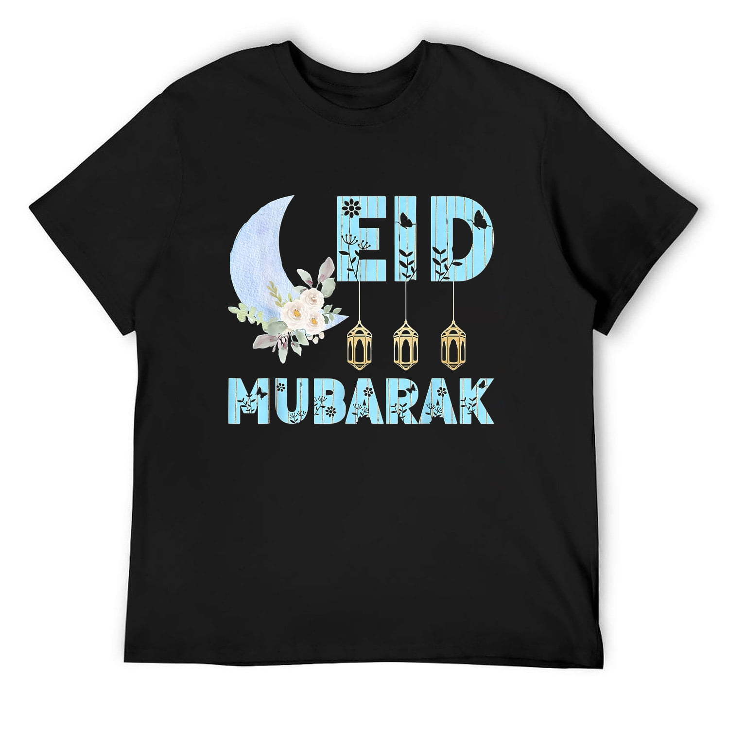 Mens Eid Muslim Arab Clothing - Eid Mubarak T-Shirt Black Large ...