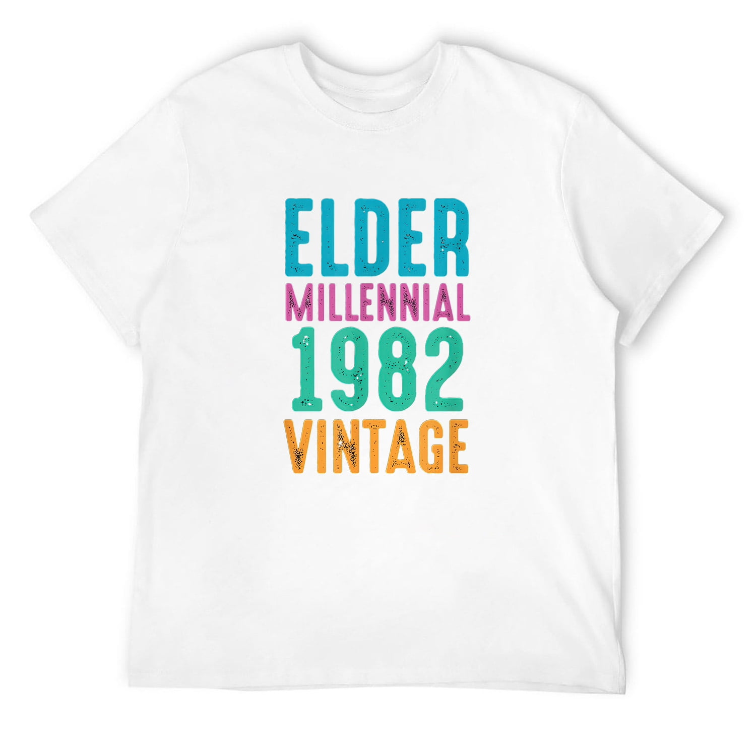 Mens Elder Millennial 1982 Vintage Classic Distressed T-Shirt White ...