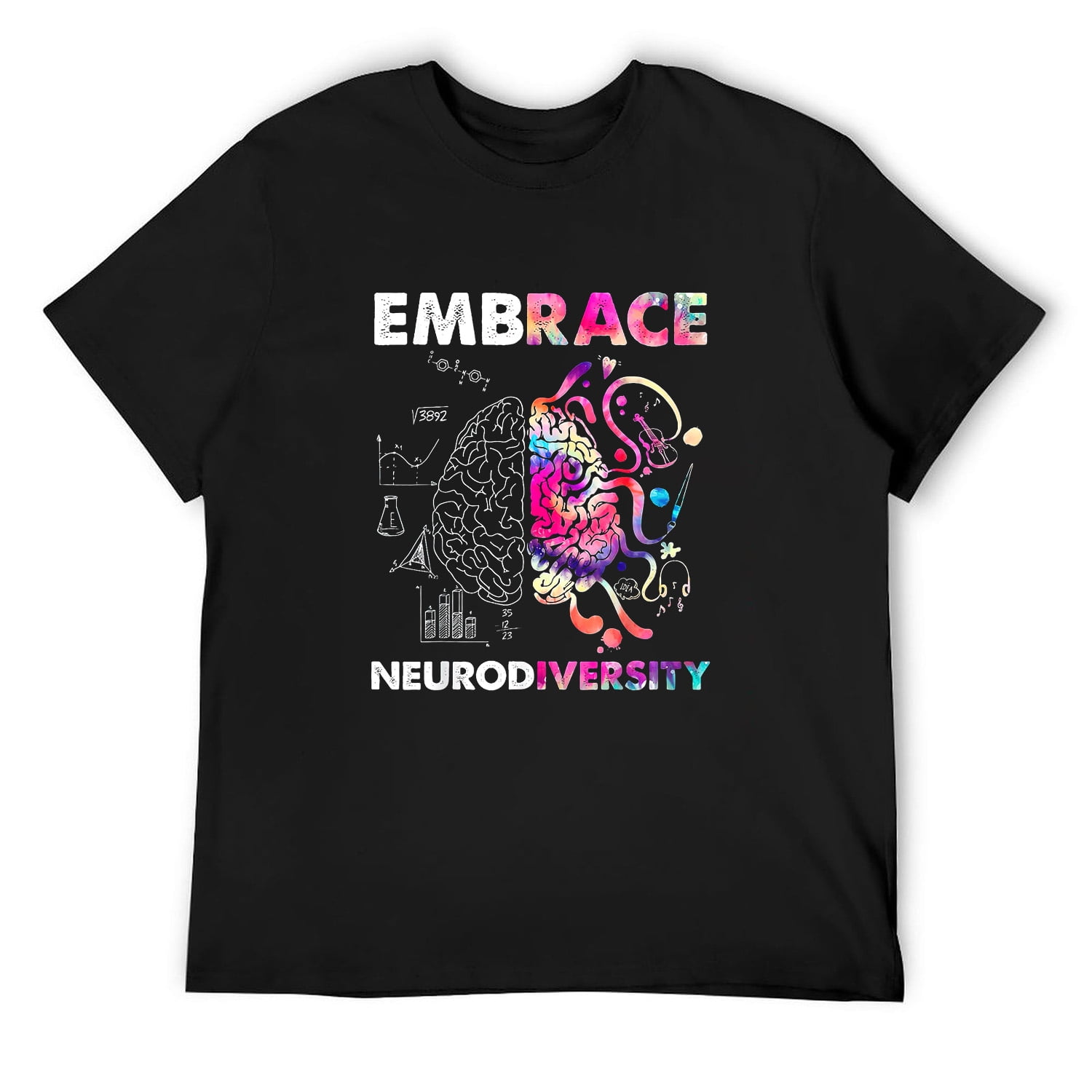 Mens Embrace Neurodiversity Brain Embrace ADHD Autism ASD Tie Dye T ...