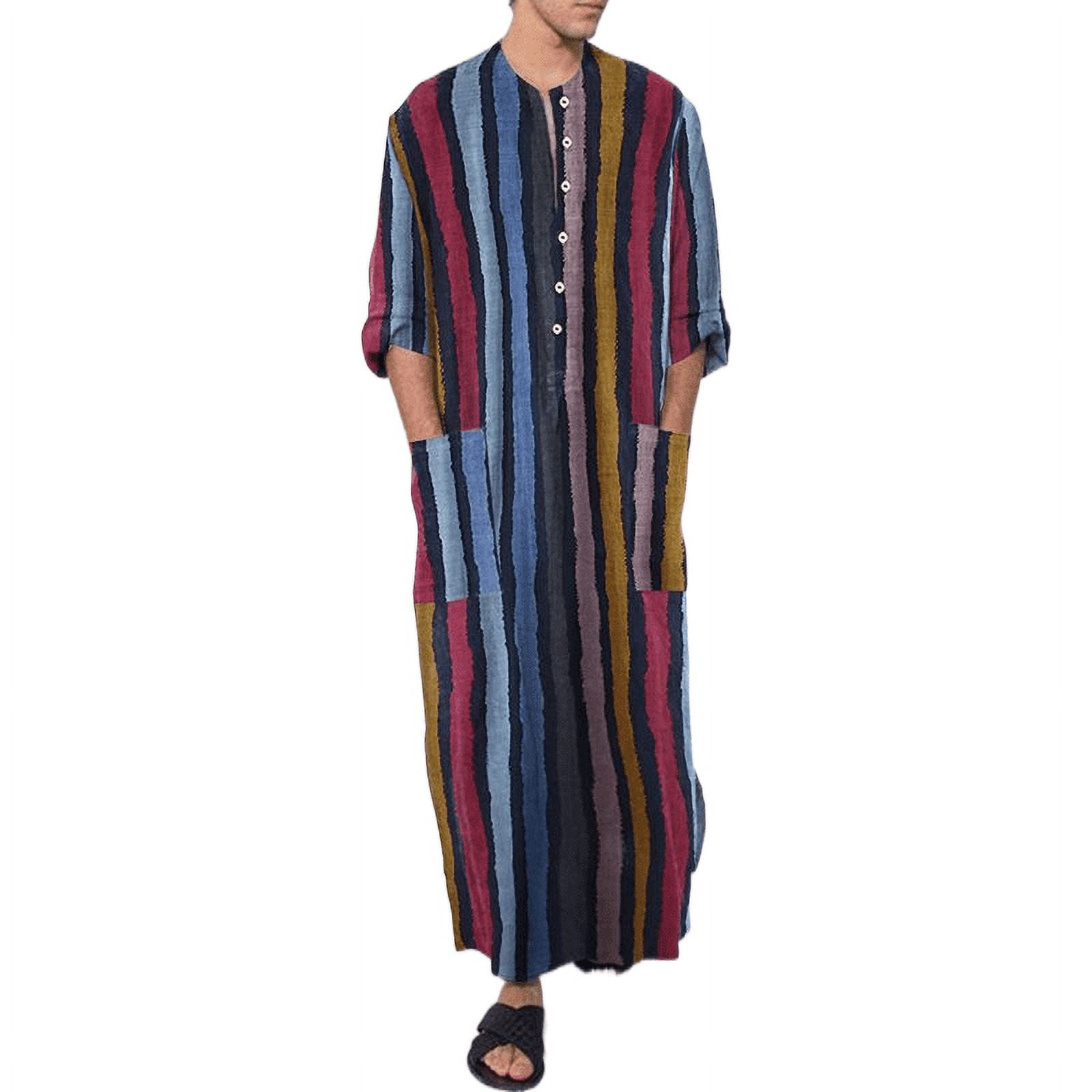 Mens Ethnic Long Sleeve Plain Kaftan Loose Fit Casual Tunic Large Sizes ...