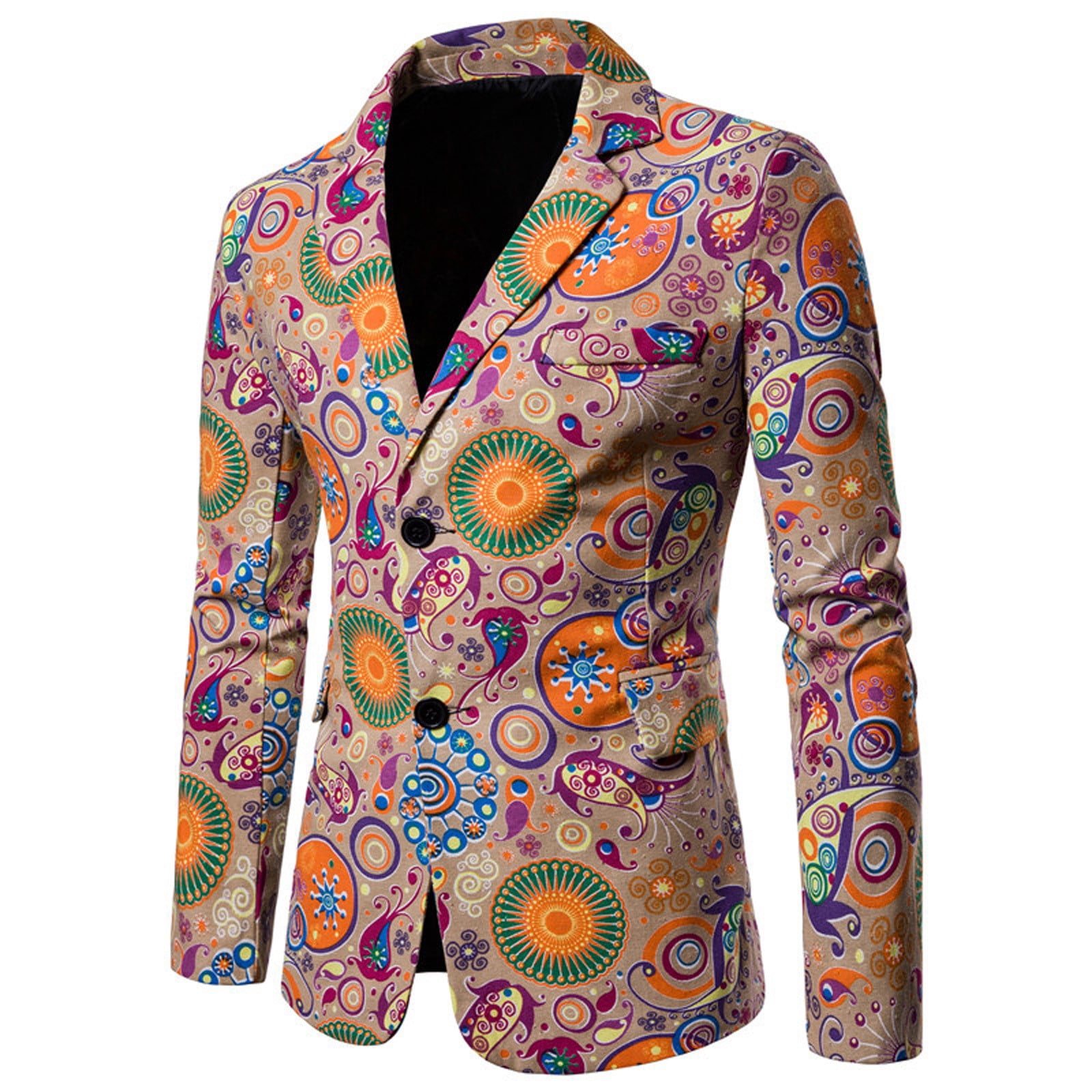 Mens Ethnic Retro Fashion Blazer Coat Multicolor Stitching Printing ...