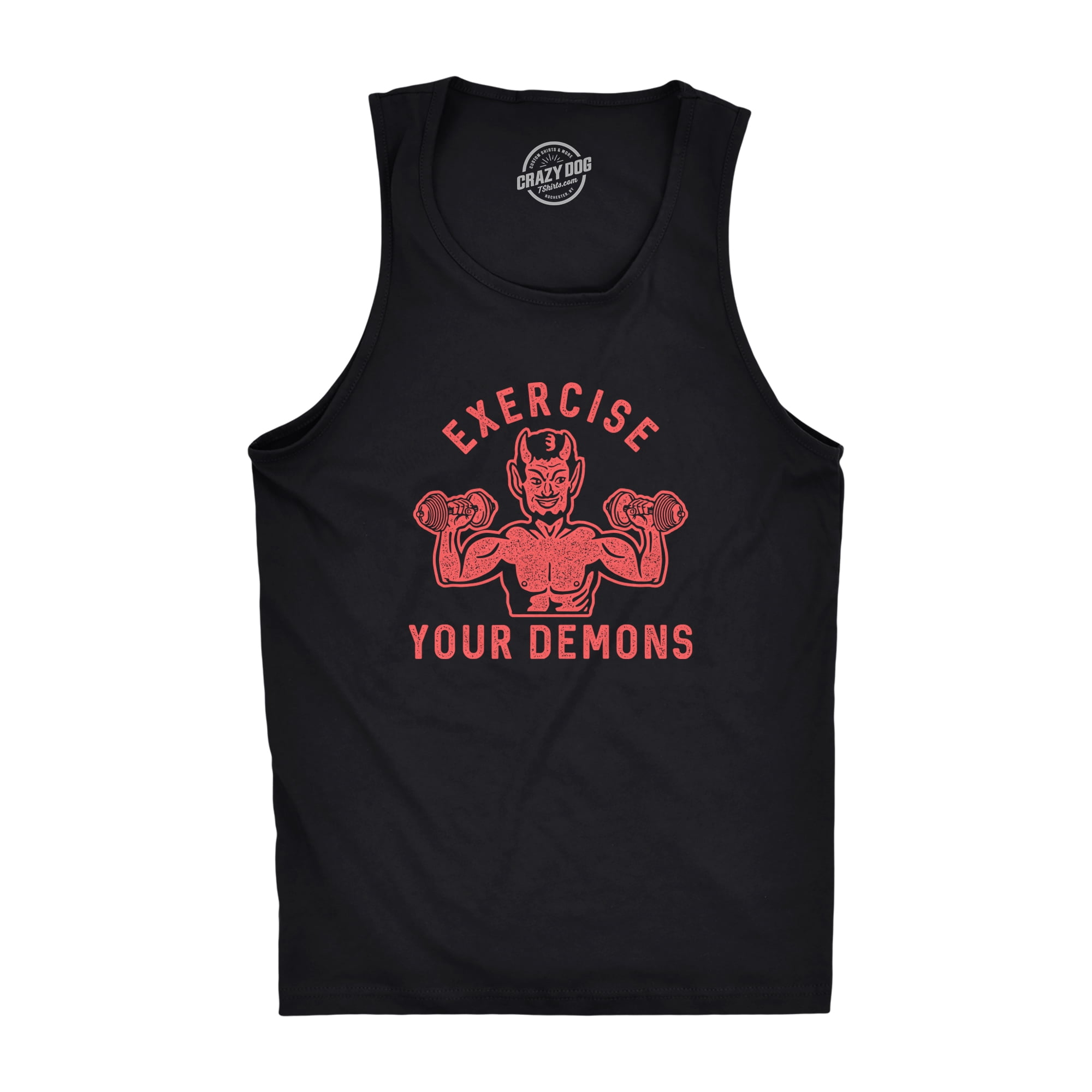 Mens Exercise Your Demons Fitness Tank Funny Halloween Fitness Workout ...