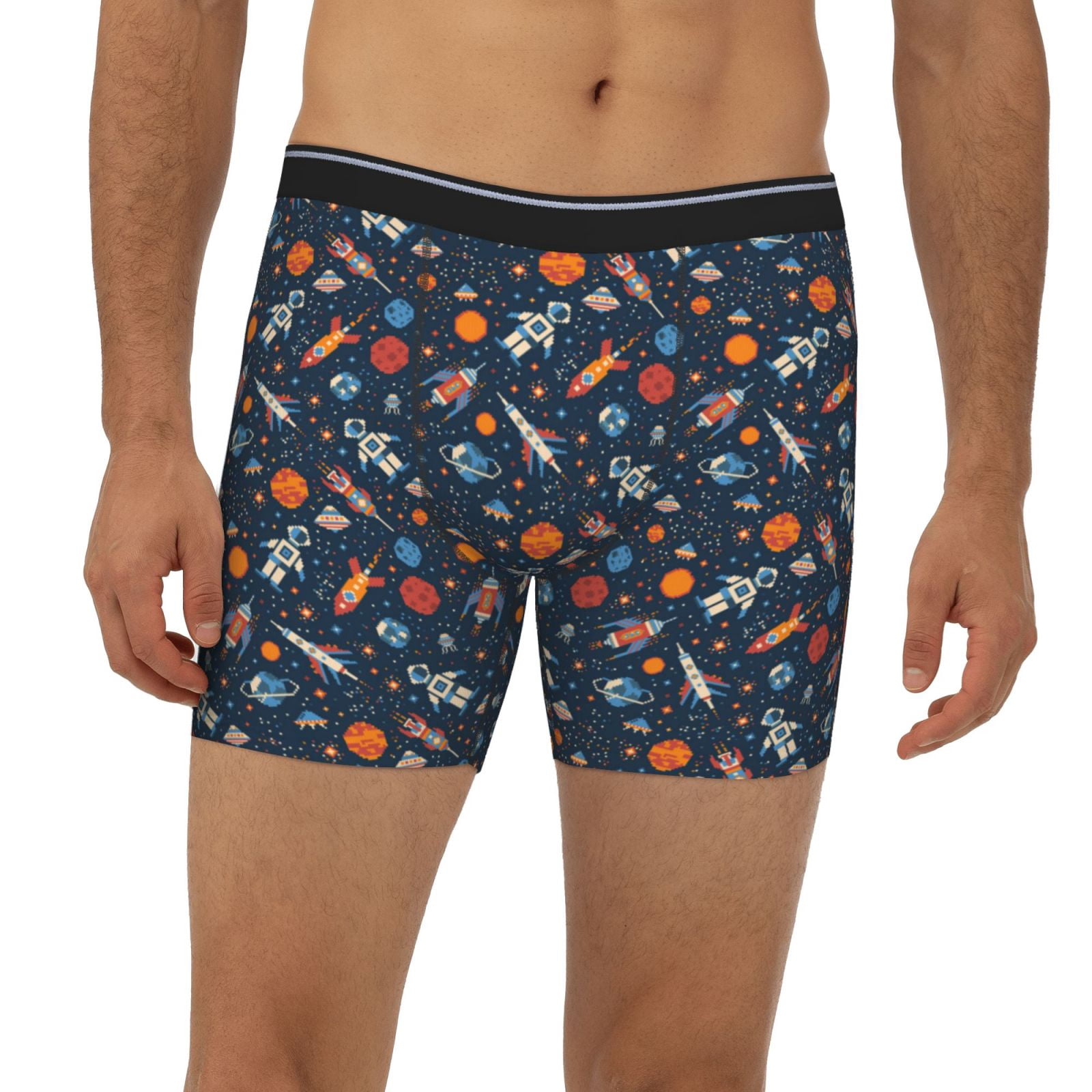 Mens Extended Length Boxer Briefs - Spaceships And Stars In Outer Space ...