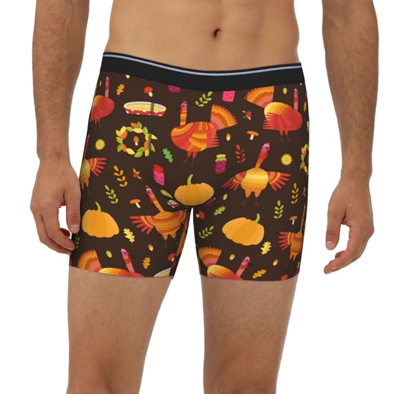 Mens Extended Length Boxer Briefs - Thanksgiving Turkey Underwear Boxer ...
