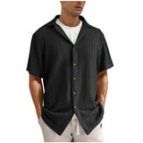 Mens Eyelet Beach Shirt Short Sleeve Button Up Shirts Summer Casual ...