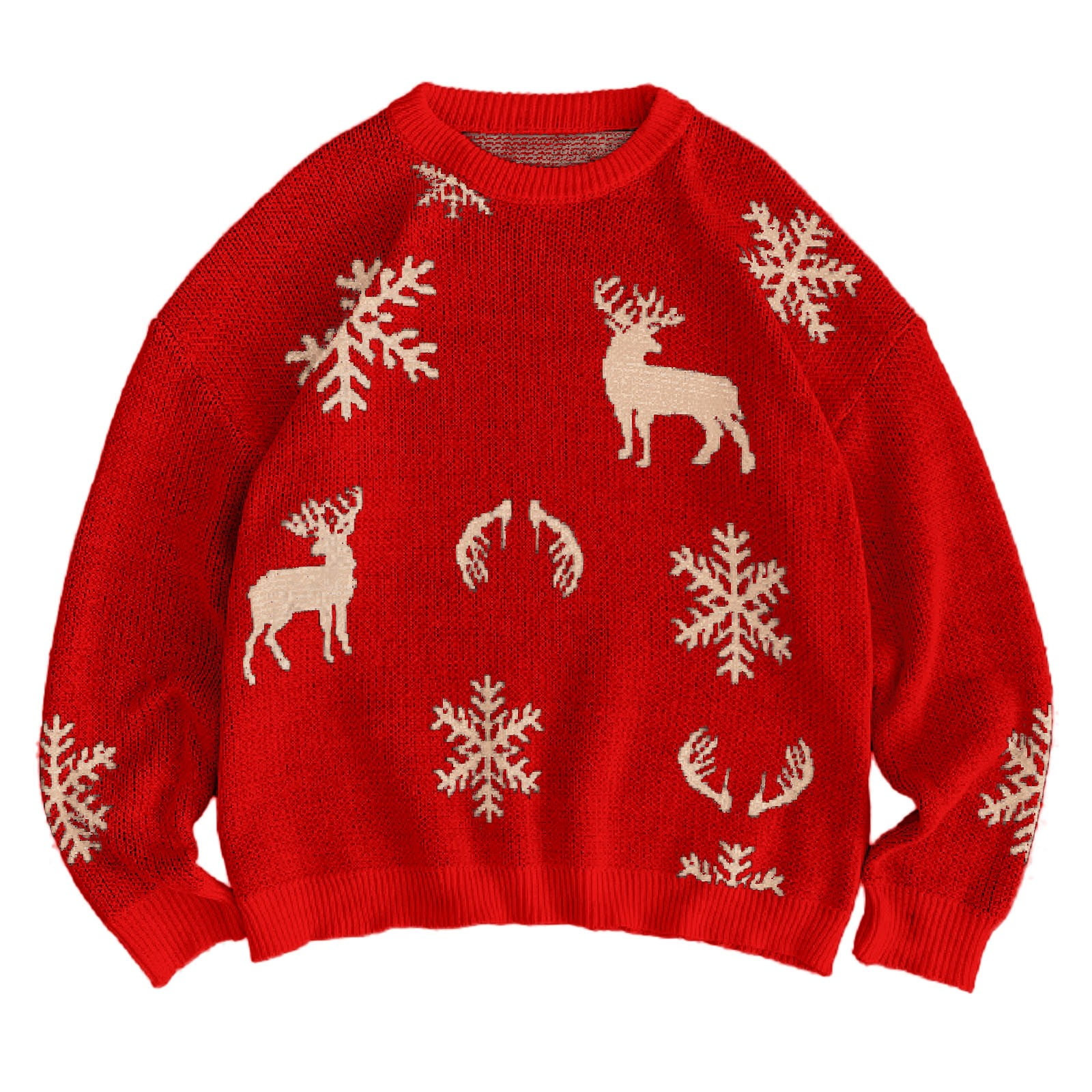 Mens Fall Winter Red Christmas Themed Sweater Fall Winter Crewneck ...
