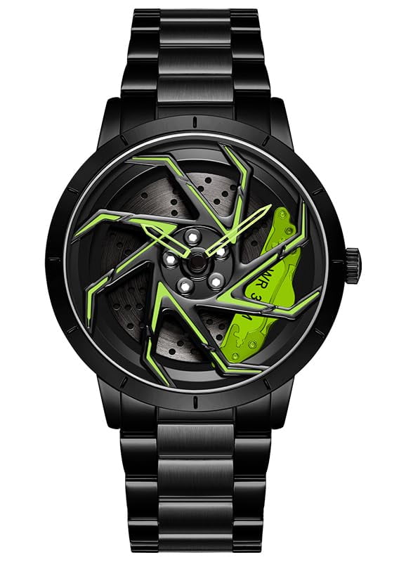 Mens Fashion Racing Watch Creative 3D Spinning Car Wheel Rotating ...