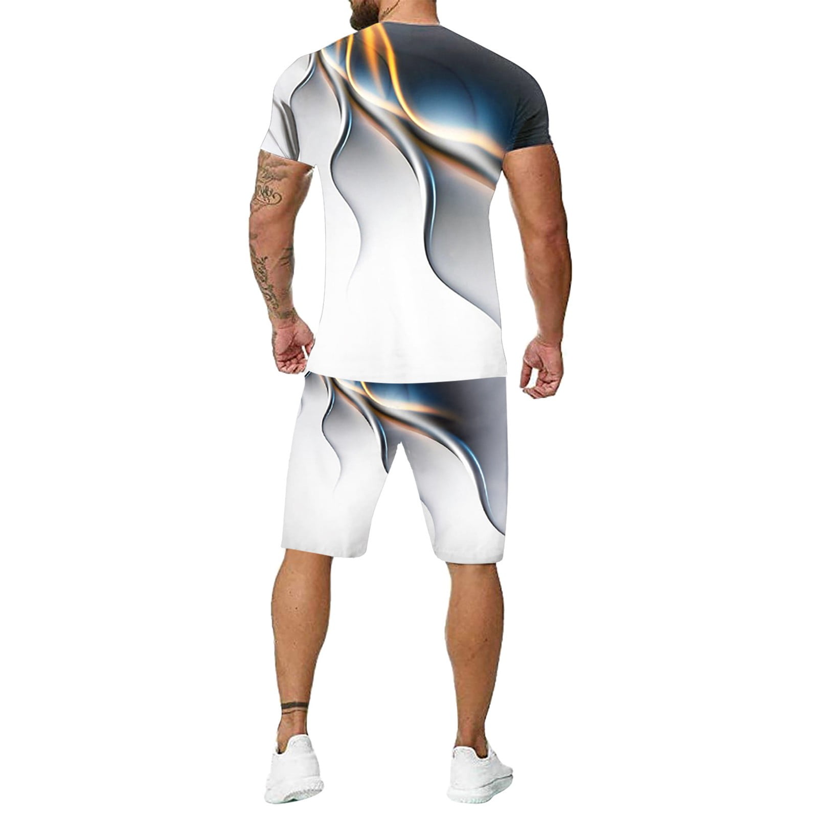 Mens Fashion Sportswear Clothing Set Sports Outdoor Mens Two Piece 3D ...