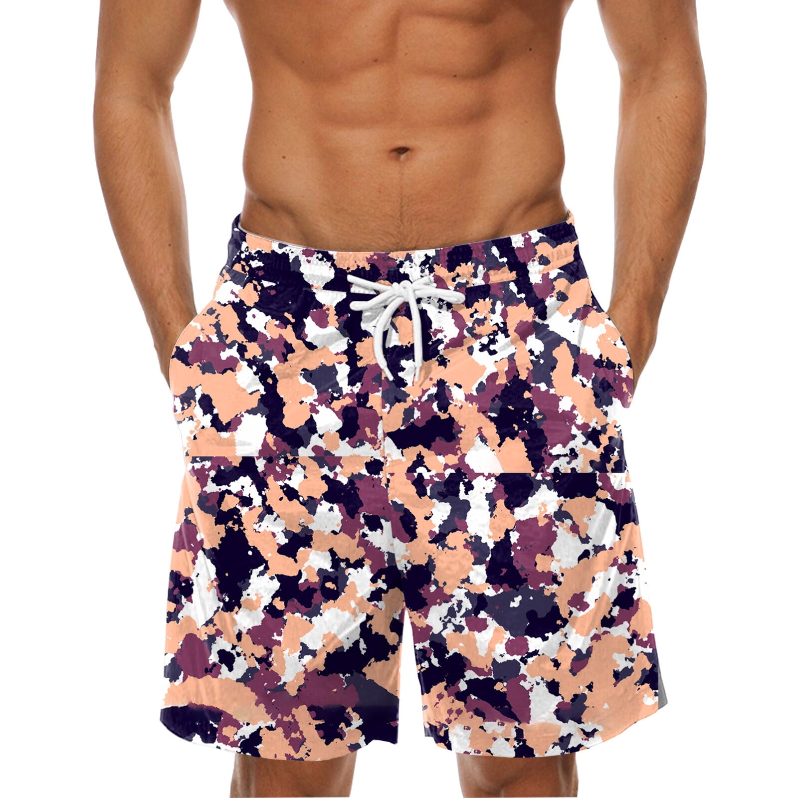 Mens Fashion Swimming Trunks Spring Summer Printed Sports Pockets ...