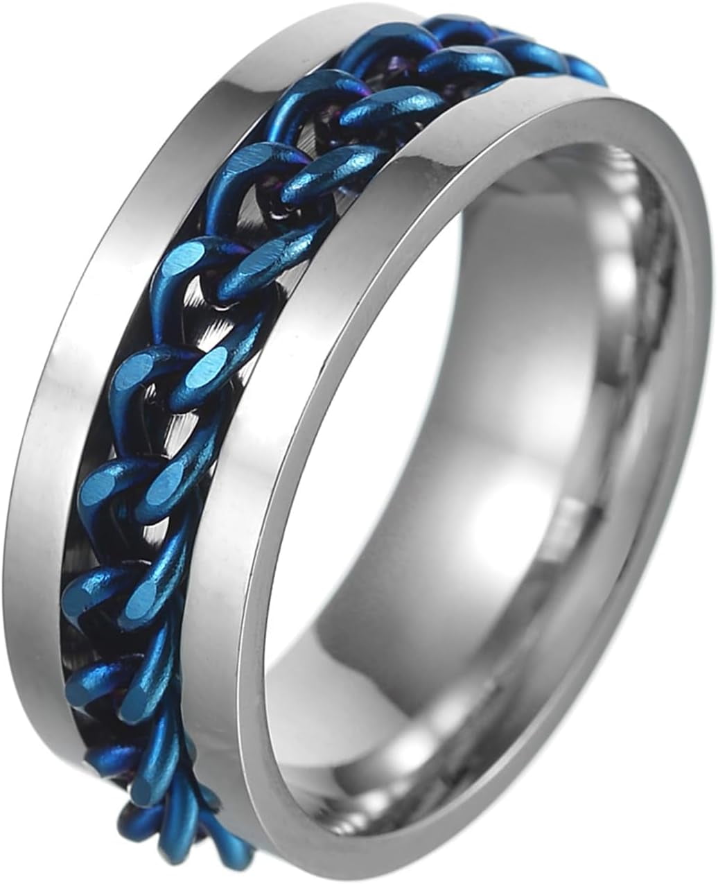 Mens Fidget Rings Anxiety Spinner Rings for Men Classic Chain Rings for ...