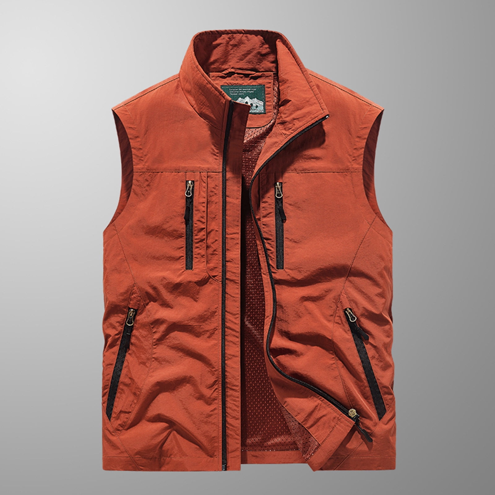 Mens Fishing Vest Big & Tall M-6XL Plus Size Zip-Up Casual Sleeveless ...