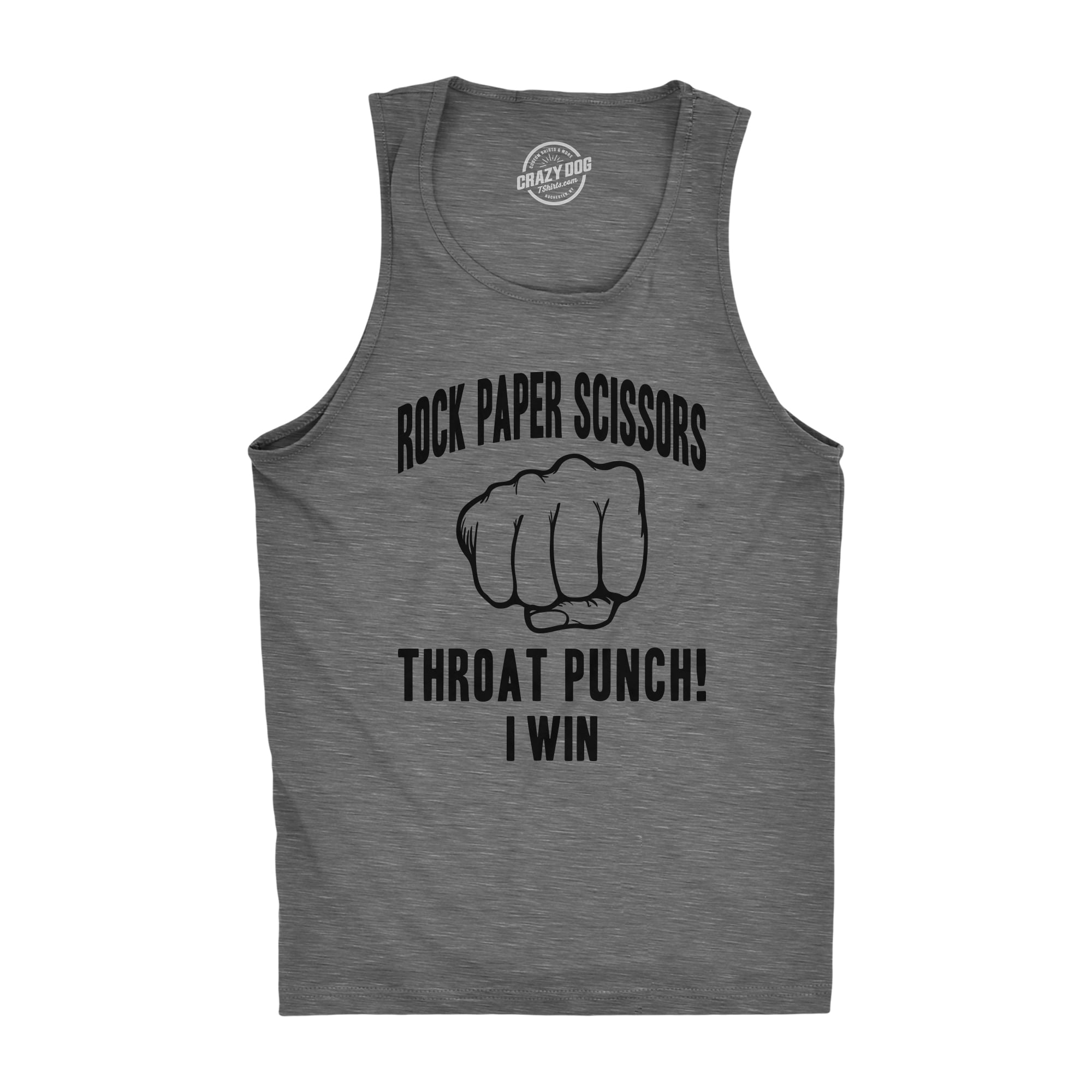 Mens Fitness Tank Rock Paper Scissors Throat Punch Tanktop Funny ...