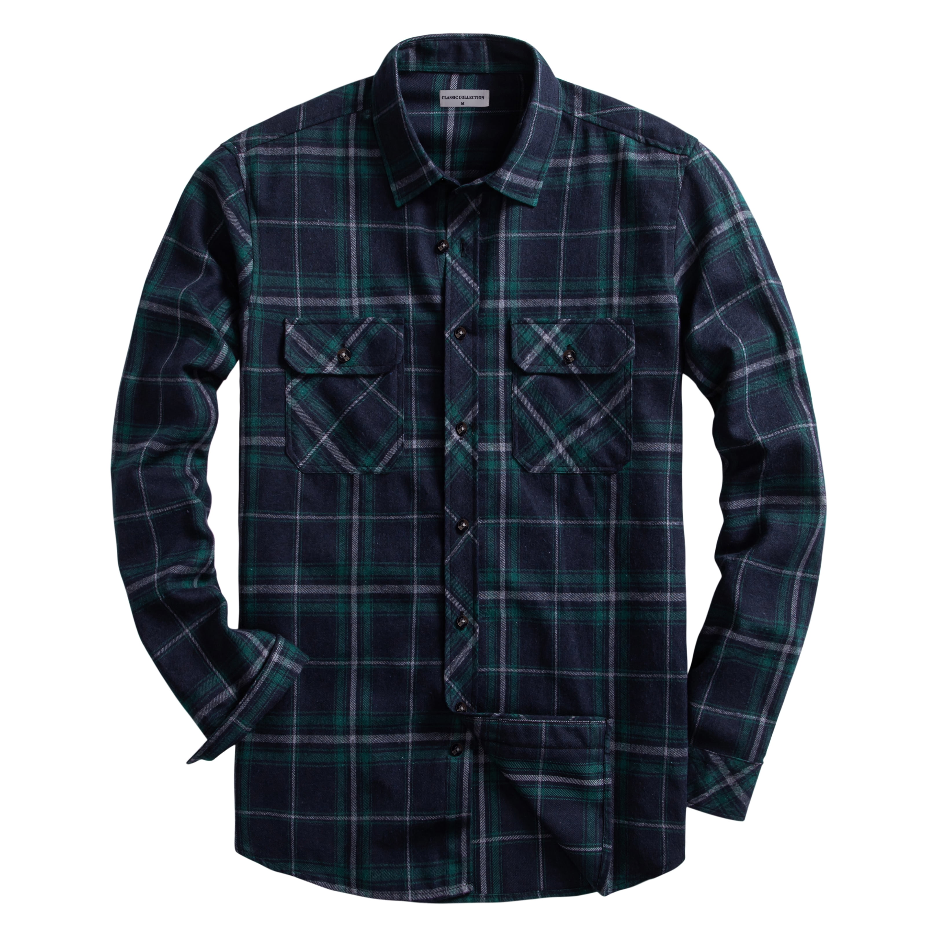 Mens Flannel Plaid Shirts Regual Fit Casual Long Sleeve Button Down ...