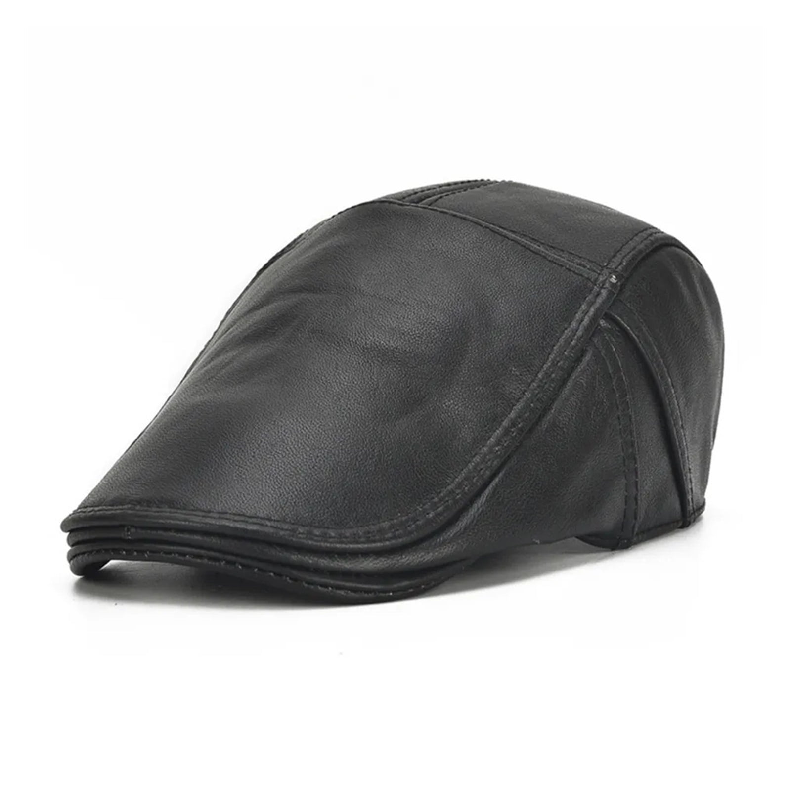 Mens Flat Caps Real Leather Hats Berets Male Genuine Leather Cowskin ...