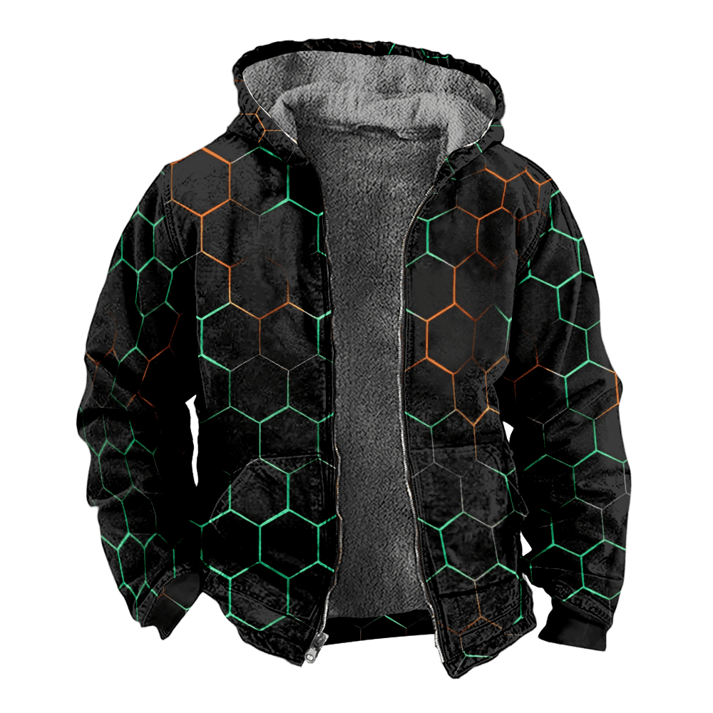 Mens Fleece Jacket Magic Technology Crack Cool Graphics Full Zip Hoodie