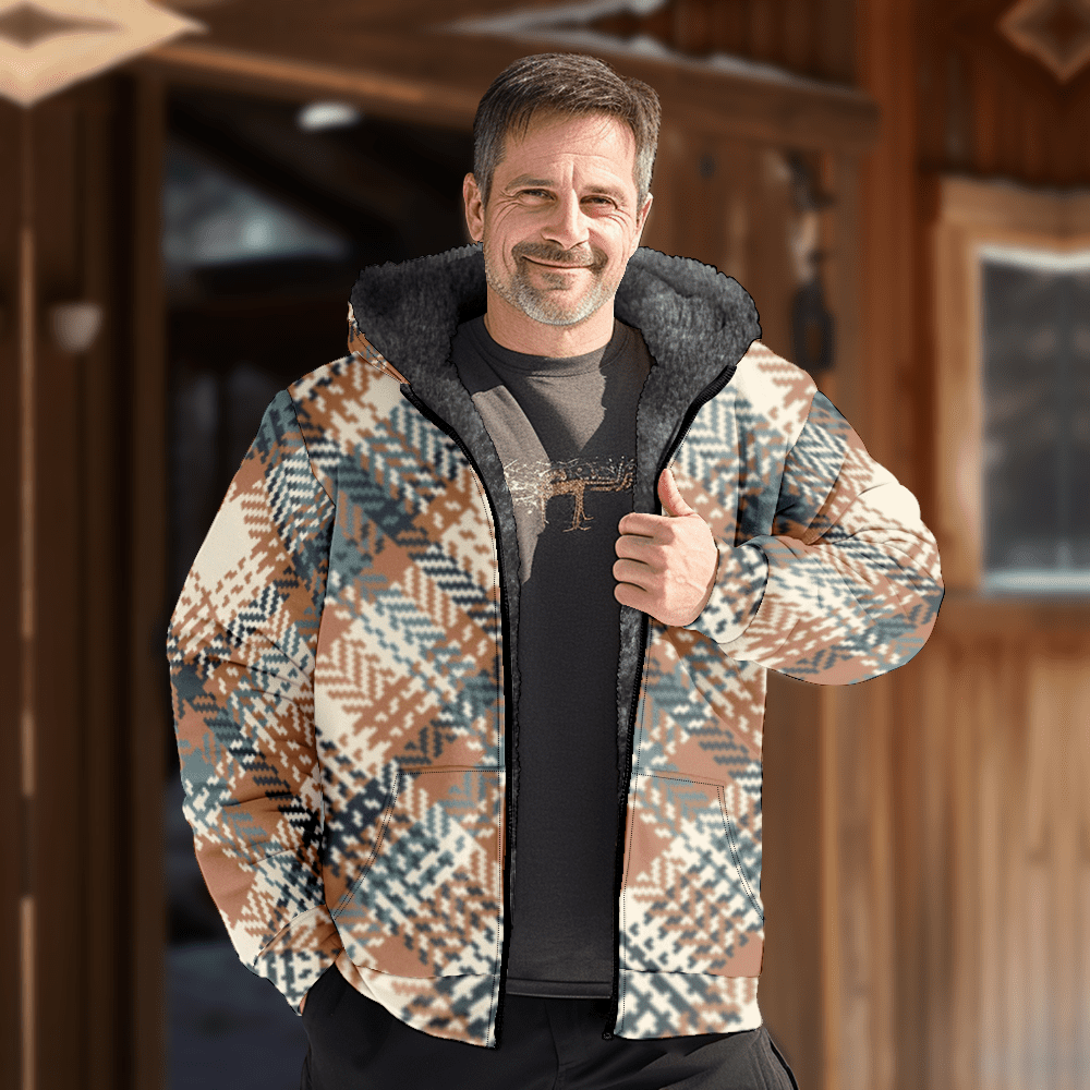Mens Fleece Jacket-Retro Buffalo Plaid Graphics Full Zip Hoodie Jacket for Men,Winter Warm Cozy ...