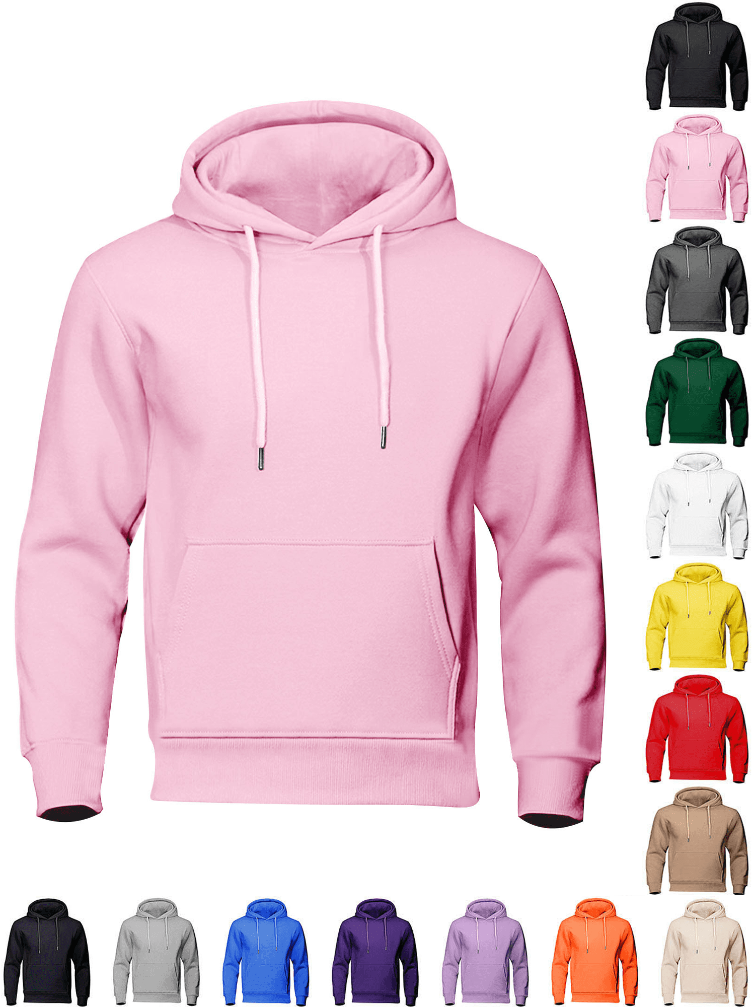 Mens Fleece Lined Oversized Hoodie Pullover Sweatshirts Fall Winter ...